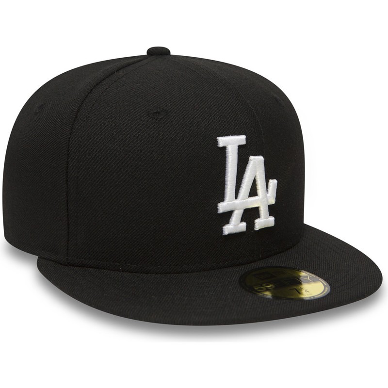 Gorra Plana Negra Ajustada 59fifty Essential De Los Angeles Dodgers Mlb