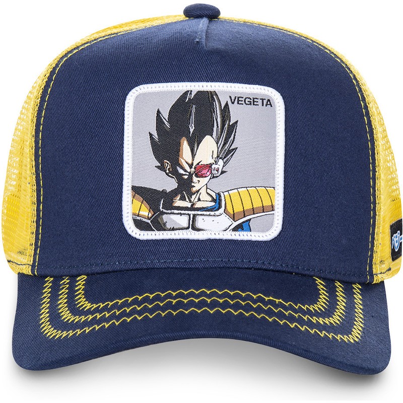 Capslab Vegeta VEG Dragon Ball Yellow and Navy Blue Trucker Hat ...
