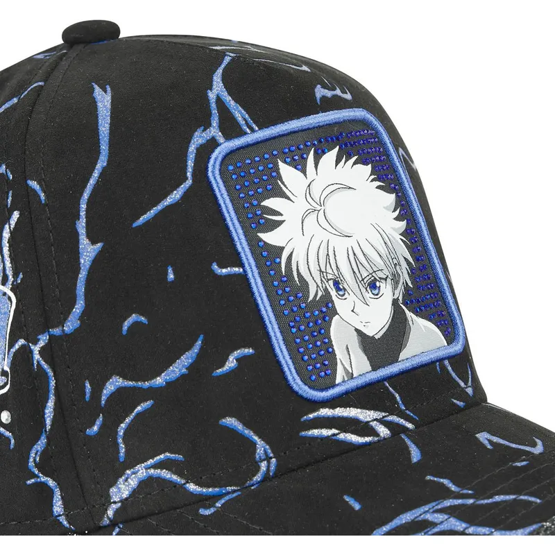 Cappello curvo nero e blu regolabile Killua Zoldyck TAG KIR1 Hunter x Hunter di Capslab ...