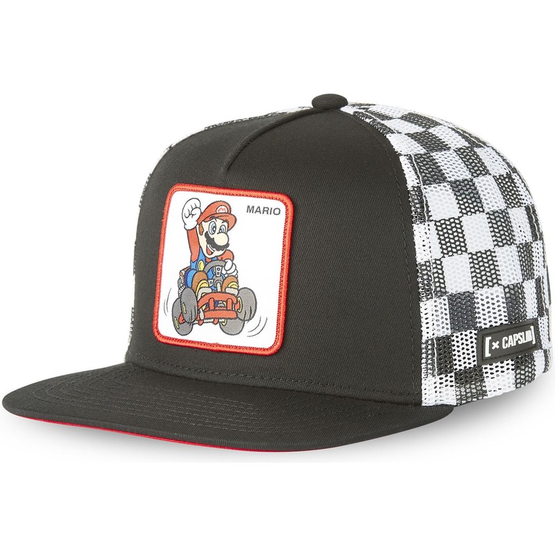Capslab Flat Brim Mario Kart CASF JU1 Super Mario Bros. Black and White ...