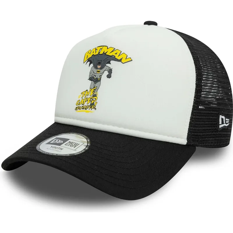 New Era Youth 9FORTY A Frame DC Comics Batman White and Black Trucker ...
